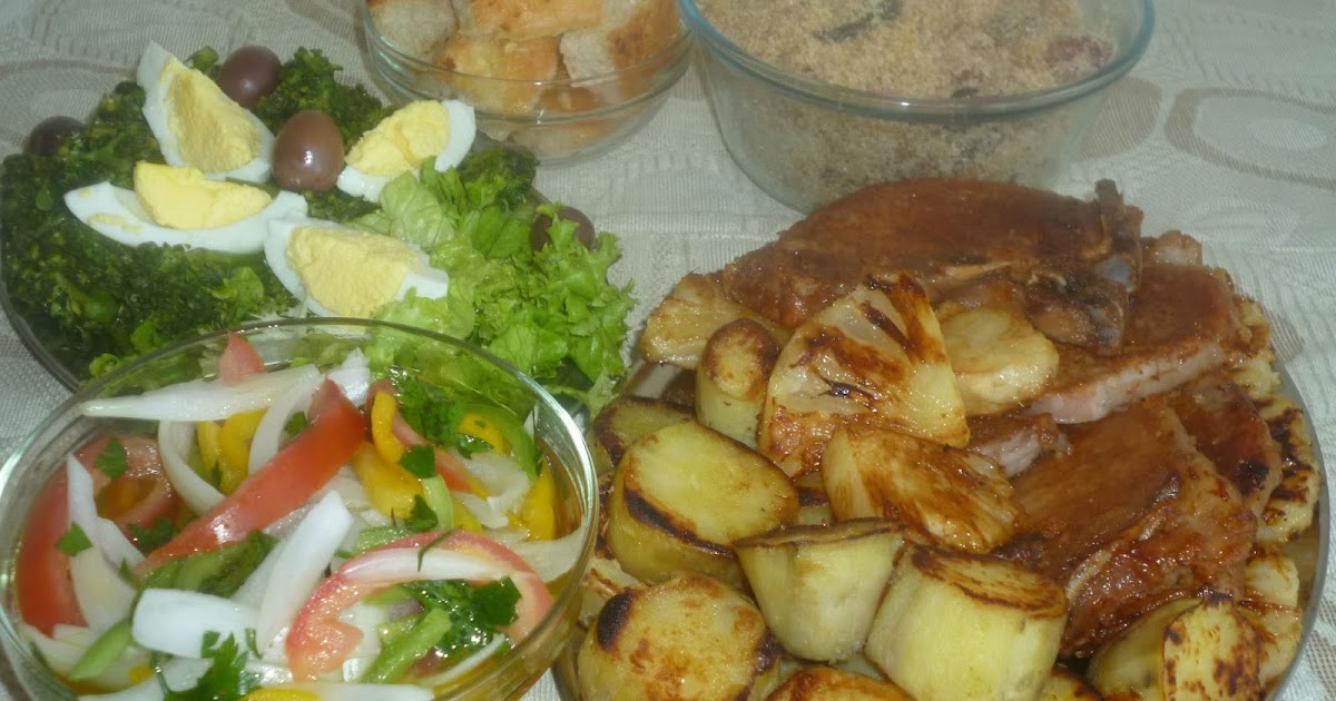 Piteisdadinha: CARRÉ ASSADO com farofa de linguiça c/abacaxi, salada e ...