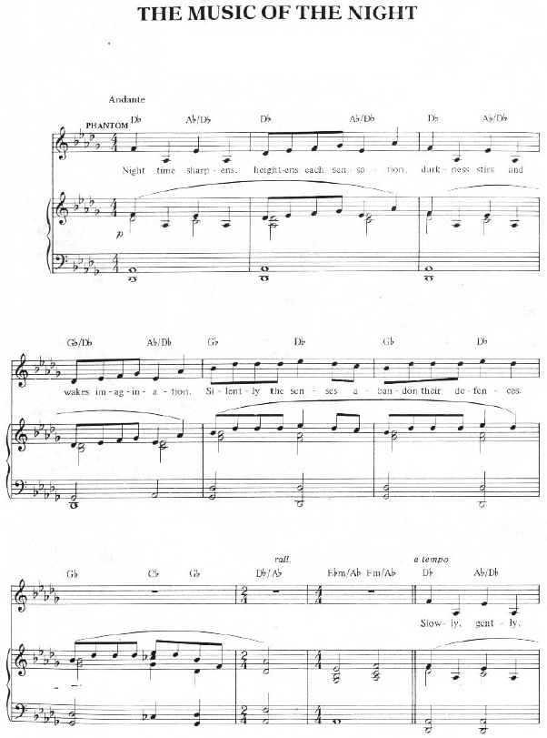 Phantom Of The Opera - Music Of The Night | Partituras para Piano