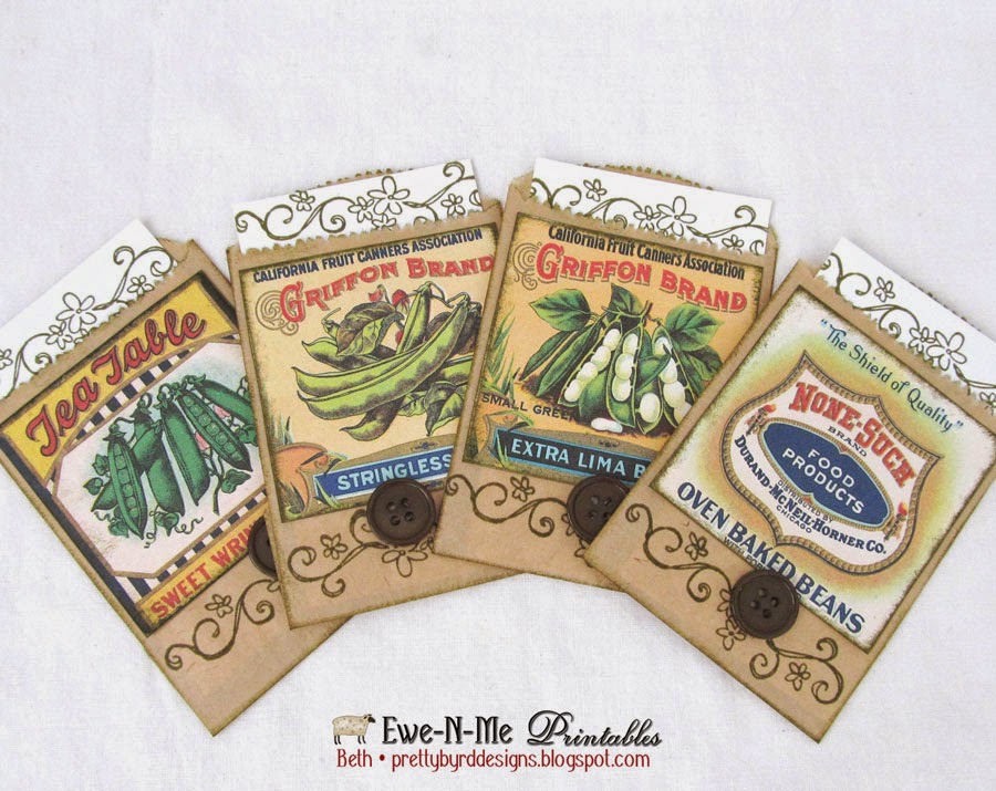 Ewe-N-Me Printables: Vintage Vegetable Label Note Cards