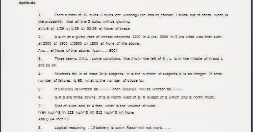 Engineering Aptitude Test Questions and Answers