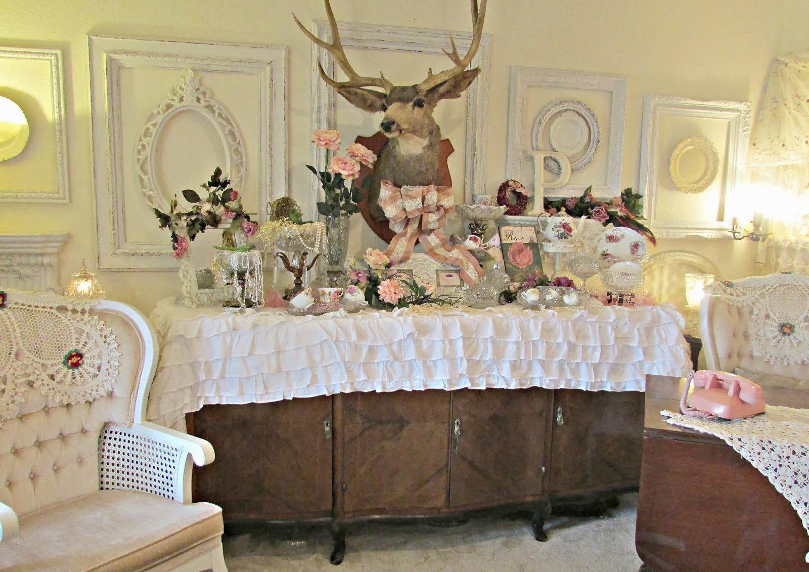 Penny's Vintage Home: Decorating a Buffet with Crystal & Roses