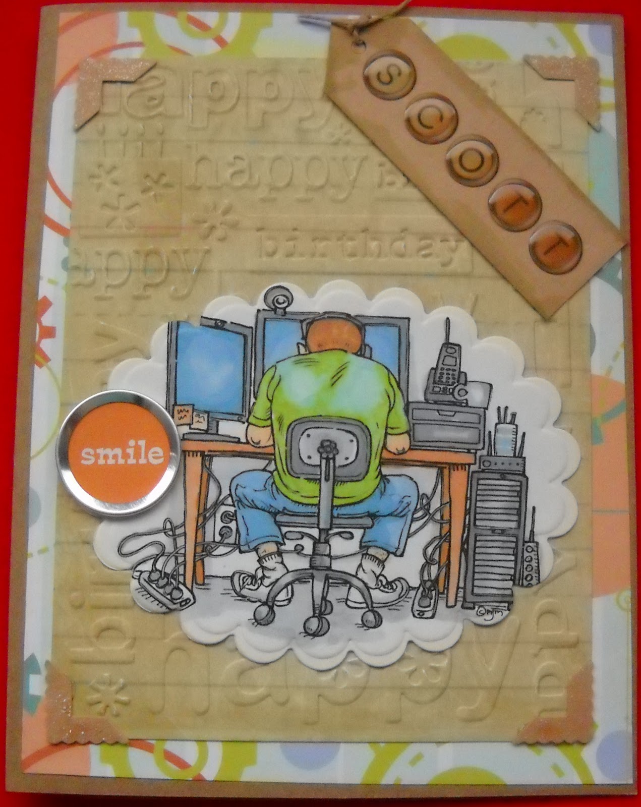 Janette Fuller: Handmade Computer Guy Birthday Card