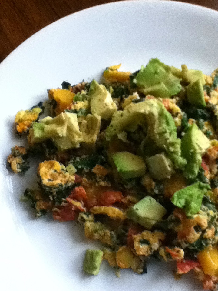 Culinary Romantic: Avocado, Leek, and Kale Scramble