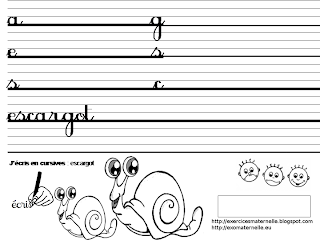 Maternelle: Graphisme et écriture en cursives avec des escargots