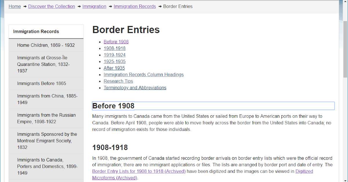 Finding Your Canadian Story: Immigrant Ancestors: Border Entry Records ...
