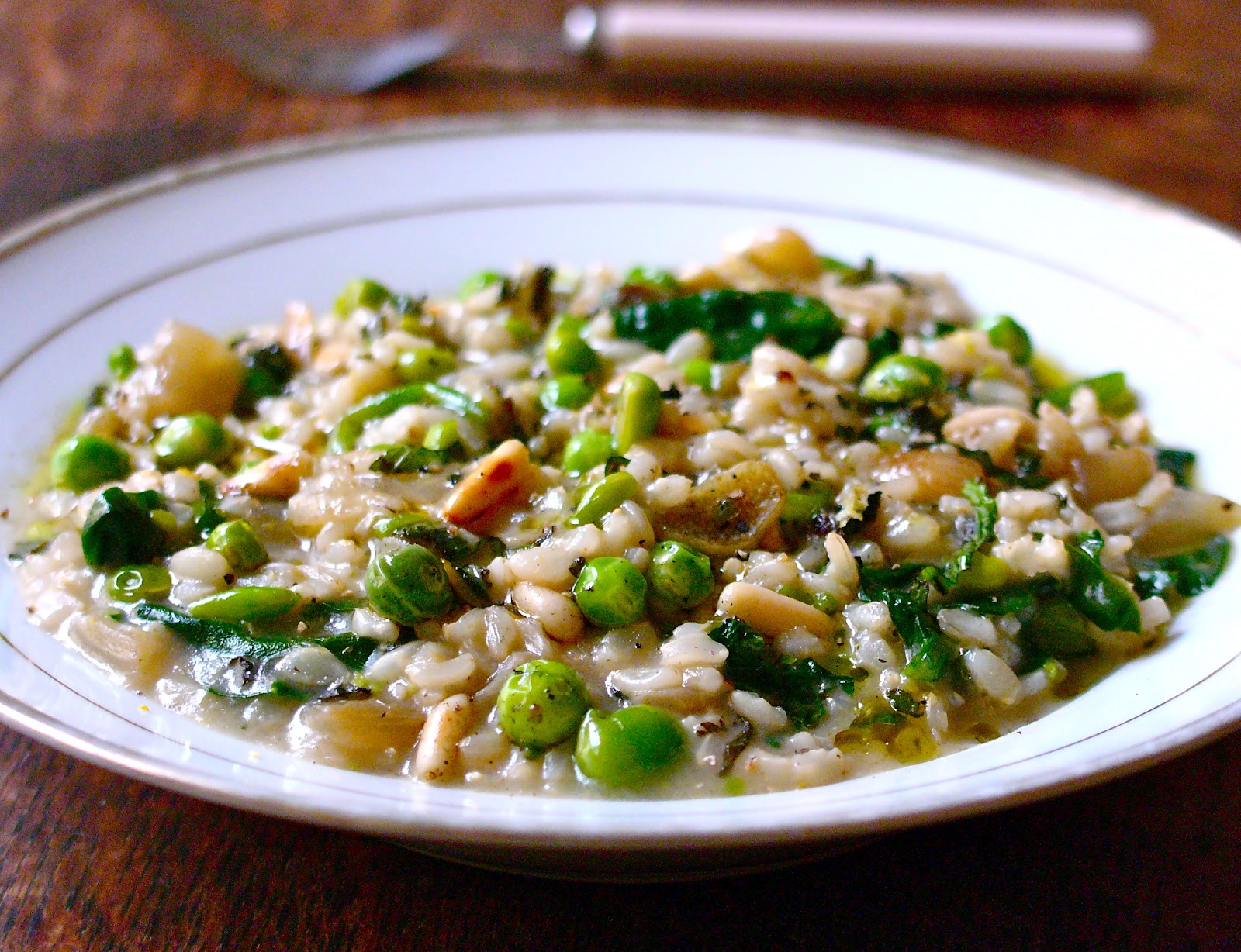 Organic Passion: Pea and mint rissotto with toasted pine-nuts