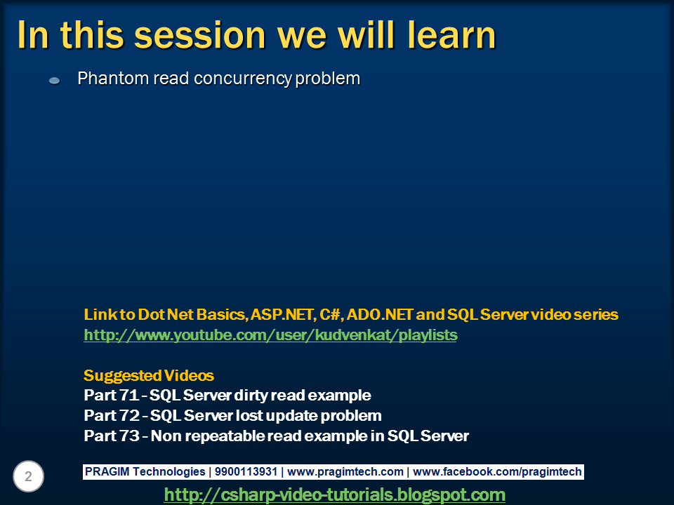 Sql server, .net and c# video tutorial: Phantom reads example in sql server Sql server, .net and c# video tutorial: Phantom reads example in sql server
