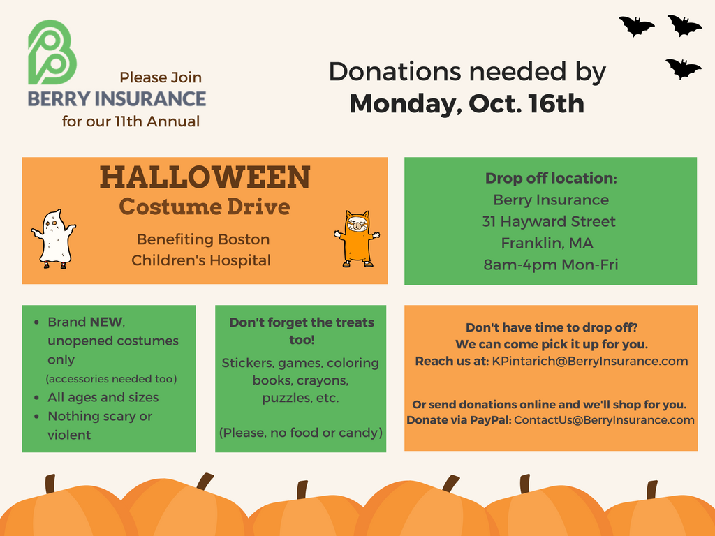 Franklin Matters: Berry Insurance: 11th Annual Halloween Costume Drive