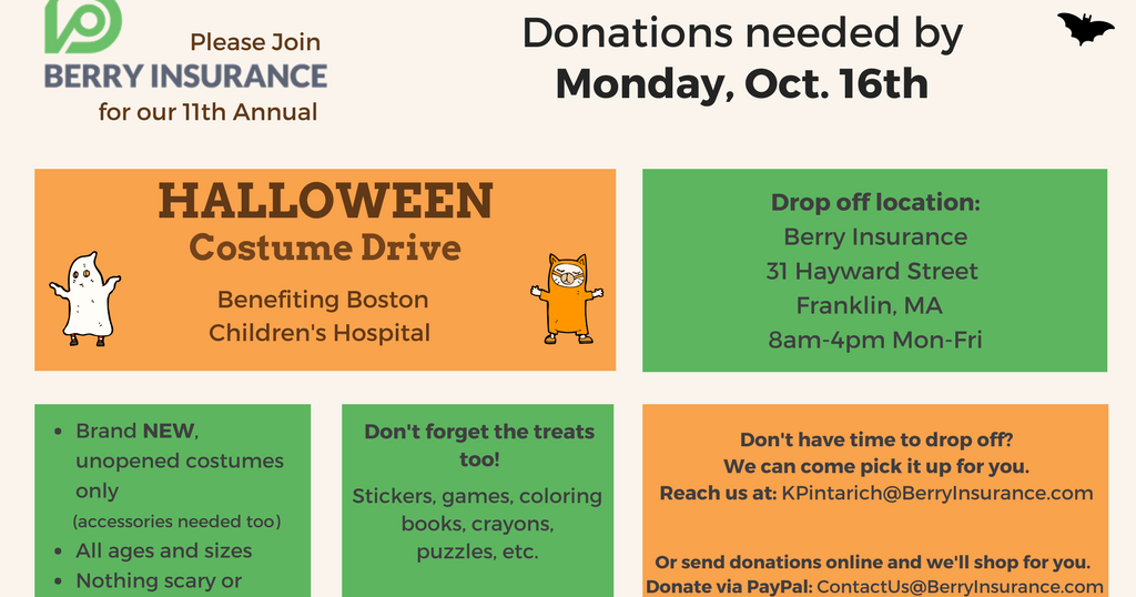 Franklin Matters: Berry Insurance: 11th Annual Halloween Costume Drive