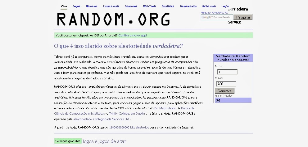 HD Virtual 4: http://www.random.org - Para gerar sorteios