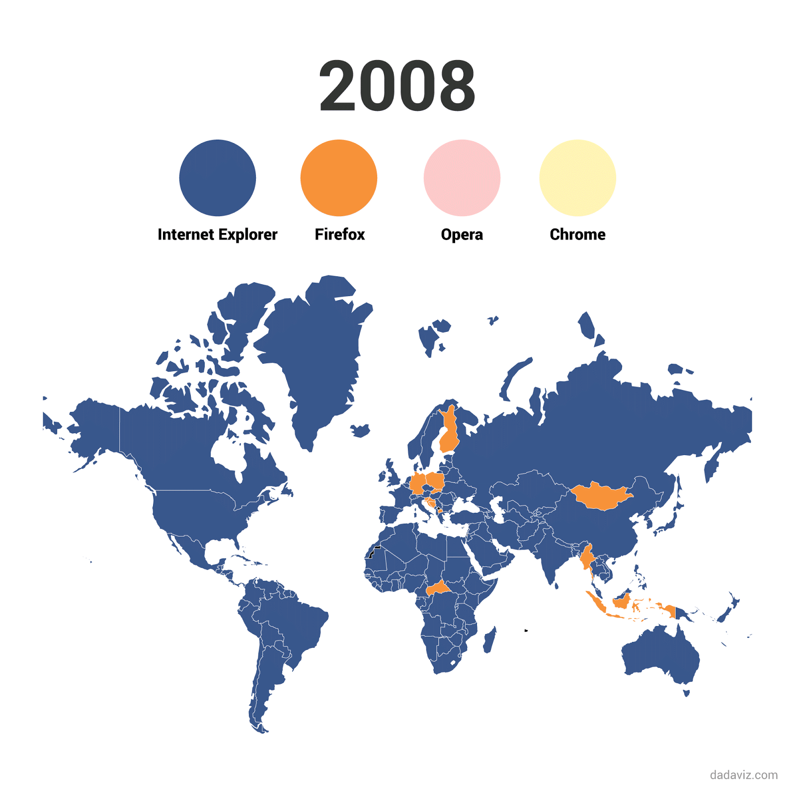 A Time-Lapse of the most popular browser In each country - Vivid Maps