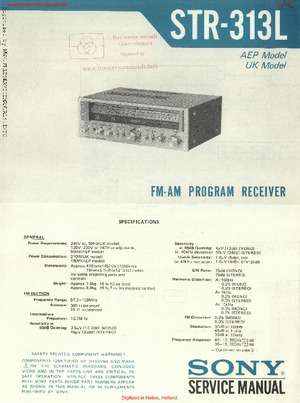 Infrequent Sound [sex.tex] technology: Sony STR-313L FM/AM Program ...