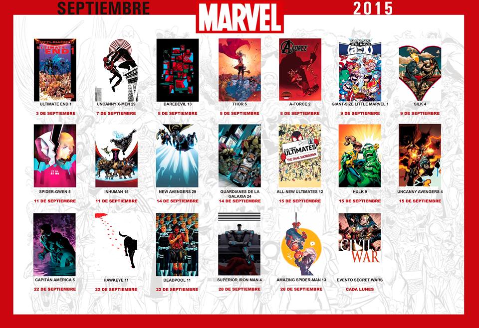Daily Comics Mexico: Calendario Septiembre 2015 Marvel Comics México