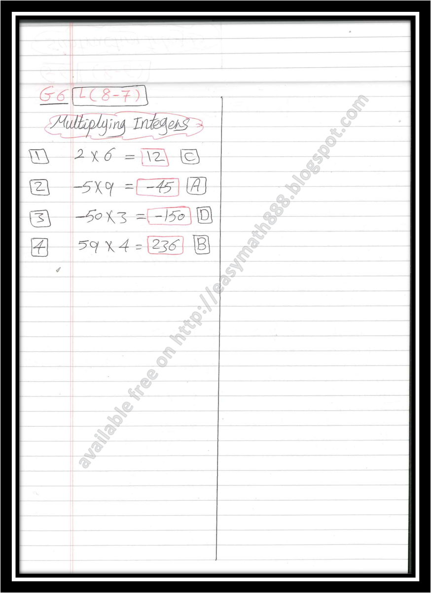 G6 Worksheets ~ Easy Math