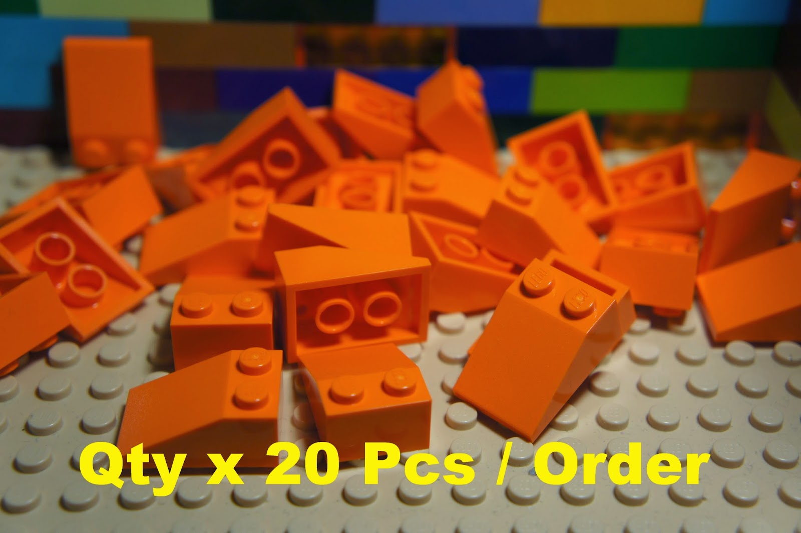 LEGO 3298 Orange 2x3 BRICKS Slope 25° (33) 2 x 3 w/ Rough Surface ...