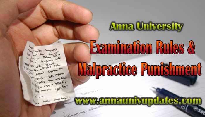 Anna University Rules of Examination - Malpractice Punishment and ...