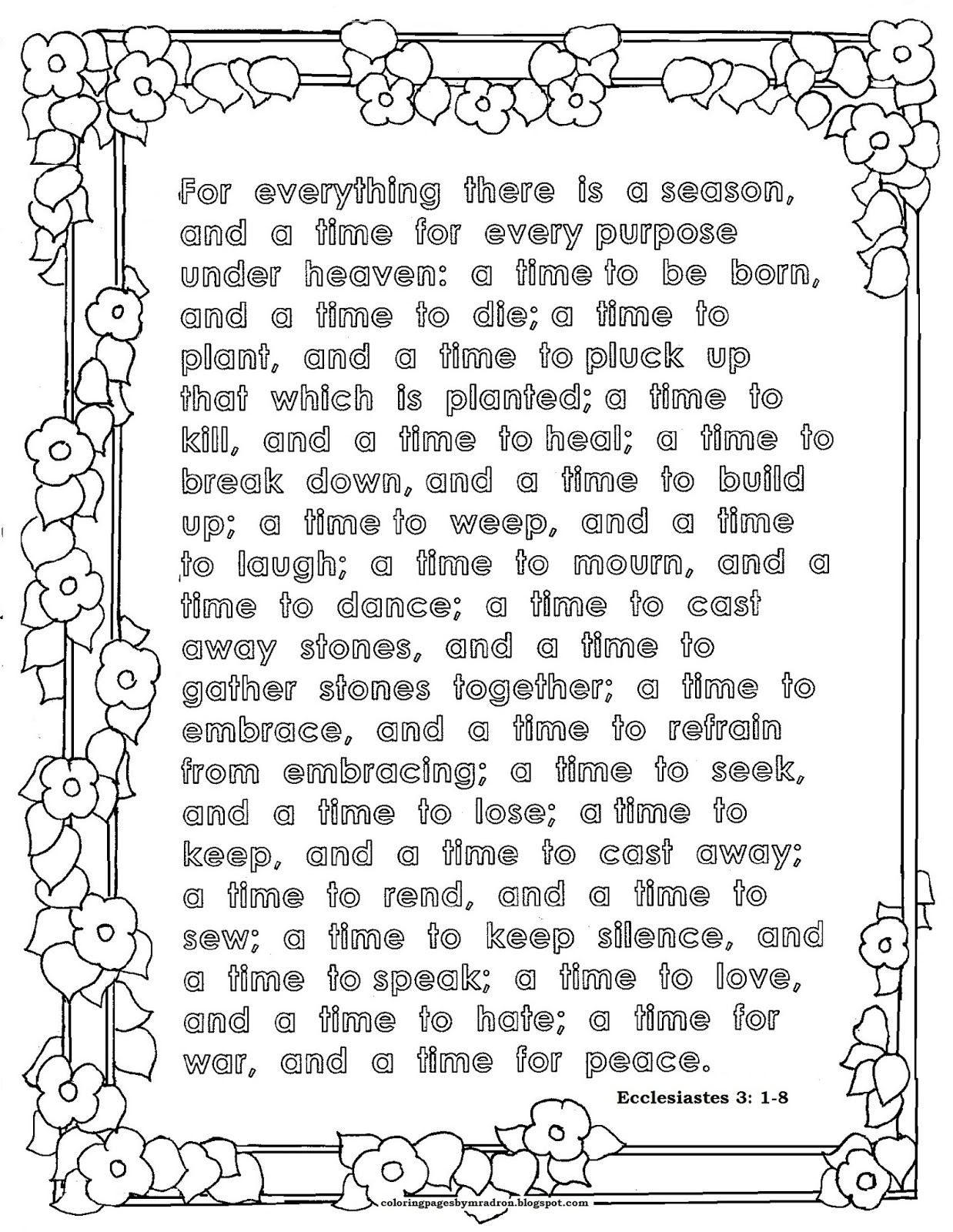 Coloring Pages for Kids by Mr. Adron: Ecclesiastes 3:1-8 For Every ...
