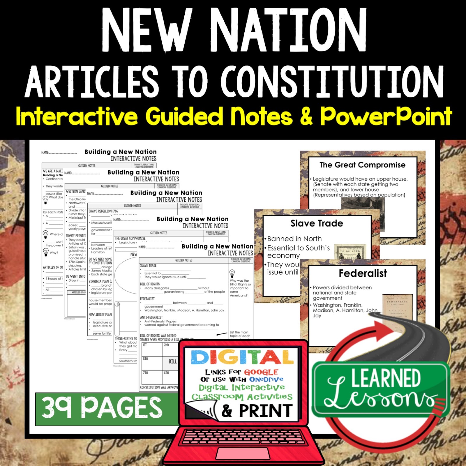 CIVICS Guided Notes and PowerPoints BUNDLE, Print and Digital Graphic ...