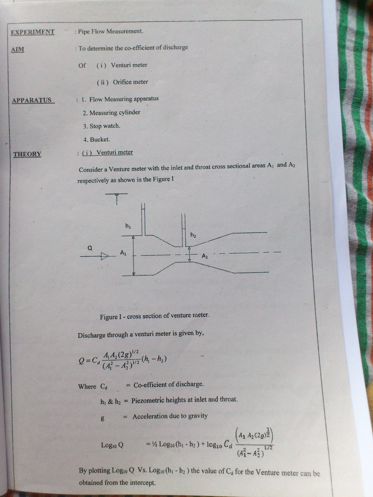 Engineering Practical: Pipe flow Measurement