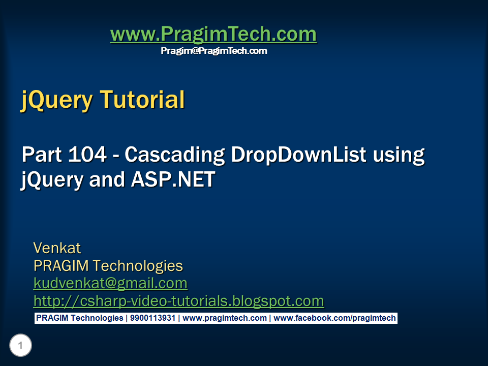 Sql Server Net And C Video Tutorial Cascading Dropdownlist Using Jquery And