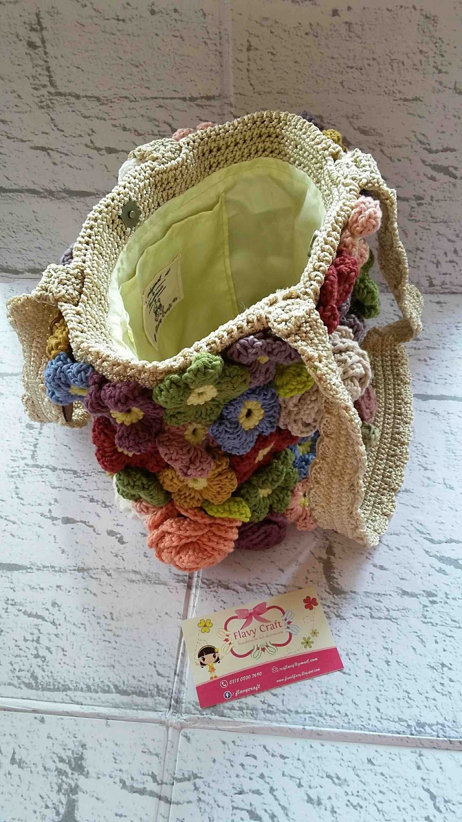 Flavy Craft: Tote Bag Rajut Bunga Klasik