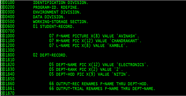 MAINFRAMES....: REDEFINE & RENAME clause