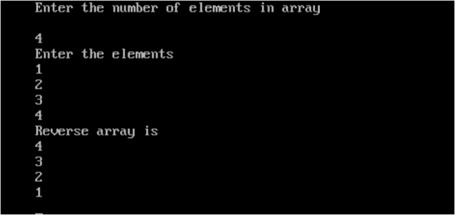 c program to reverse an array