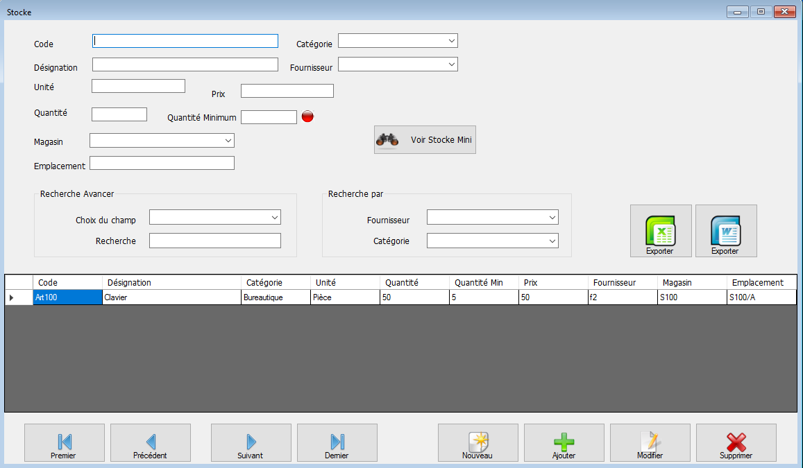 application web gestion de stock