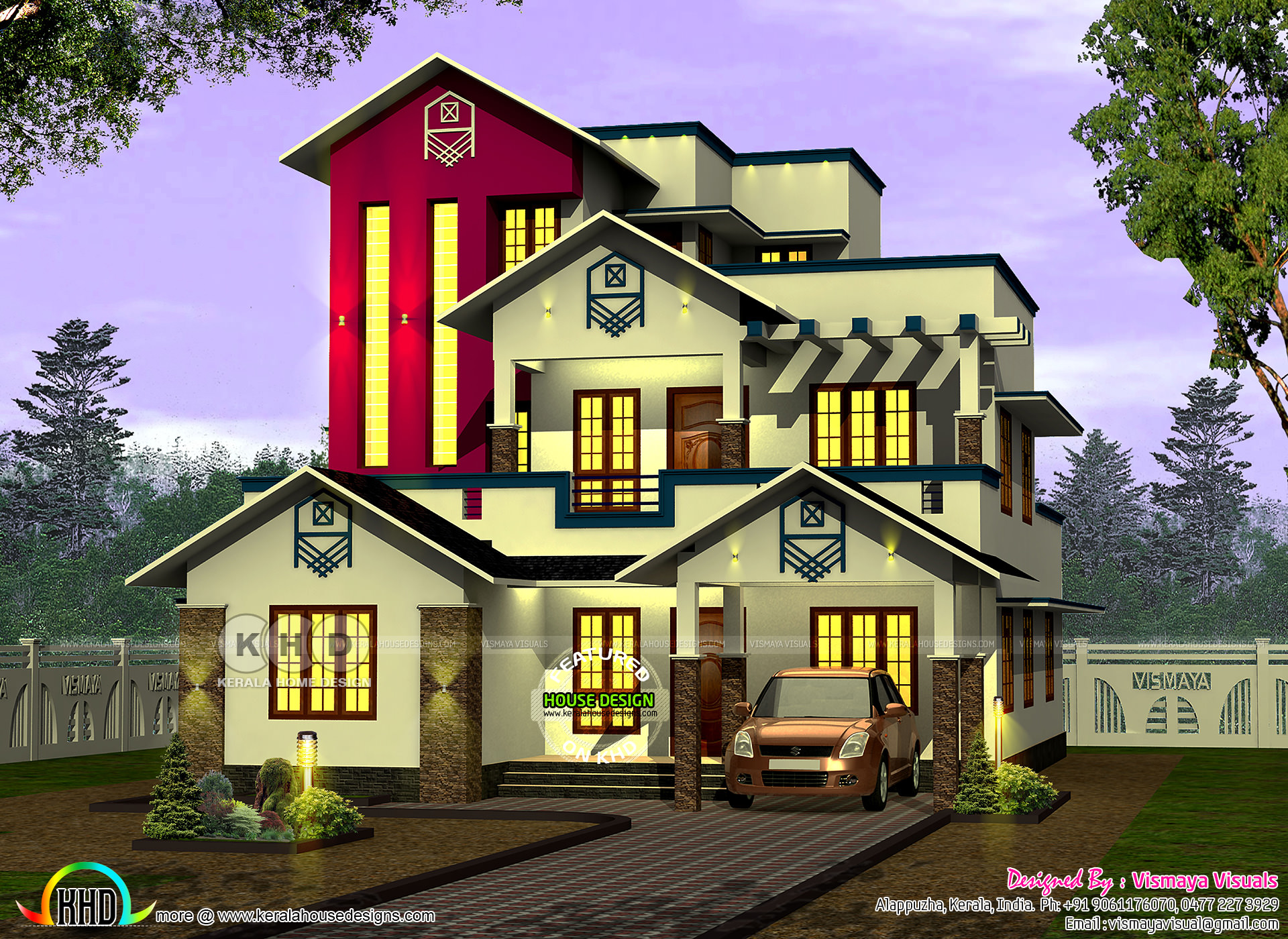 2345 square feet 4 bedroom mixed roof home plan - Kerala Home Design ...