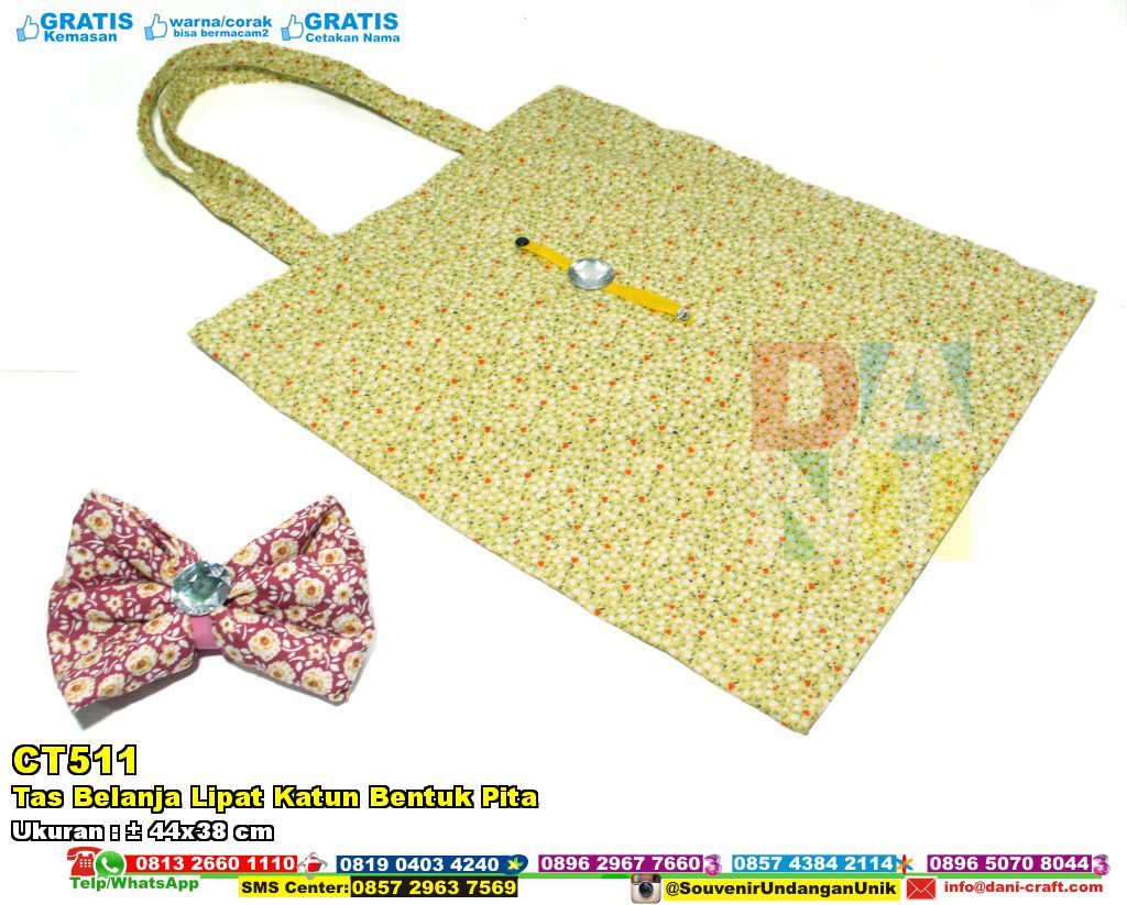 Tas Belanja Lipat Katun Bentuk Pita | Souvenir Pernikahan