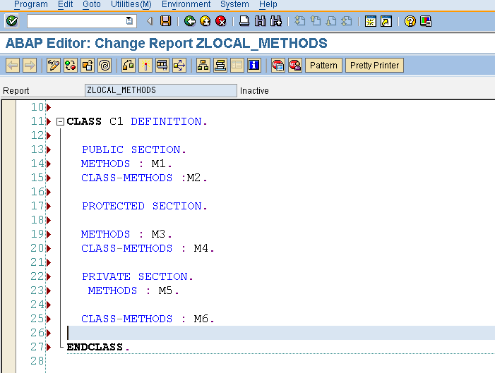 SAP TECH: Local Class creation and visibility of the class component-->Methods
