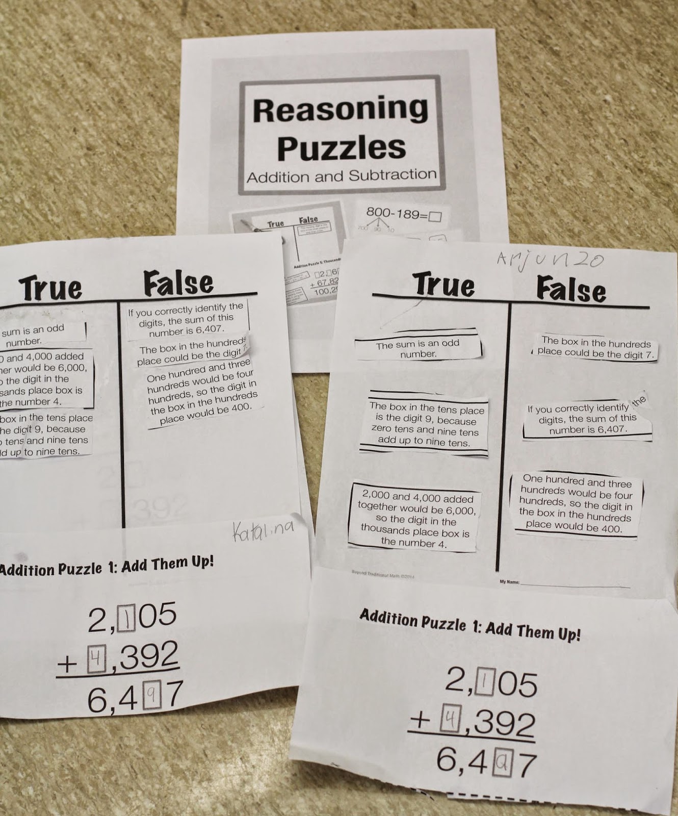 Mrs. T's Primary Math Room : Reasoning Puzzles