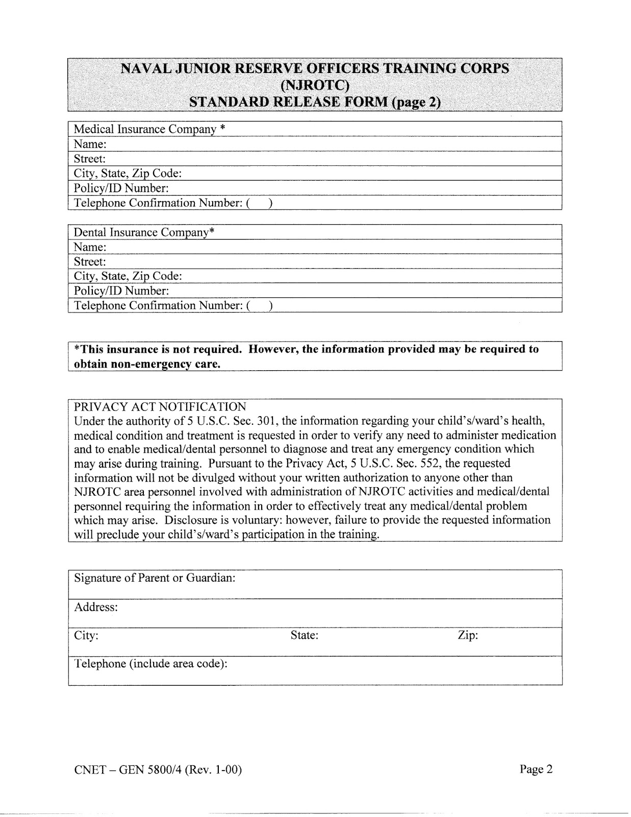 Santa Ana HS Navy JROTC Unit: Required Forms for all Cadets