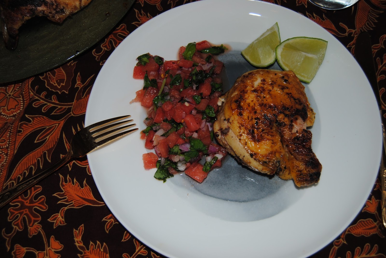 MY COSMOPOLITAN KITCHEN: CHICKEN "TABAKA" WITH WATERMELON AND BASIL SALSA