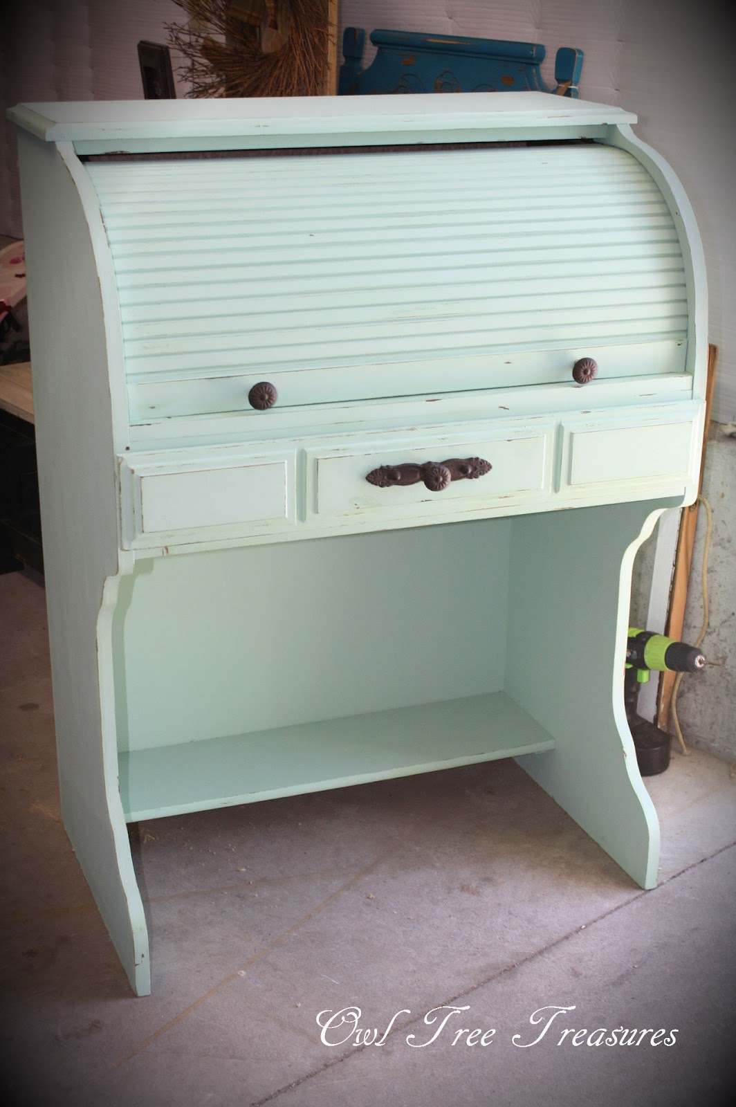 Owl Tree Treasures: Mint Green Roll Top Desk