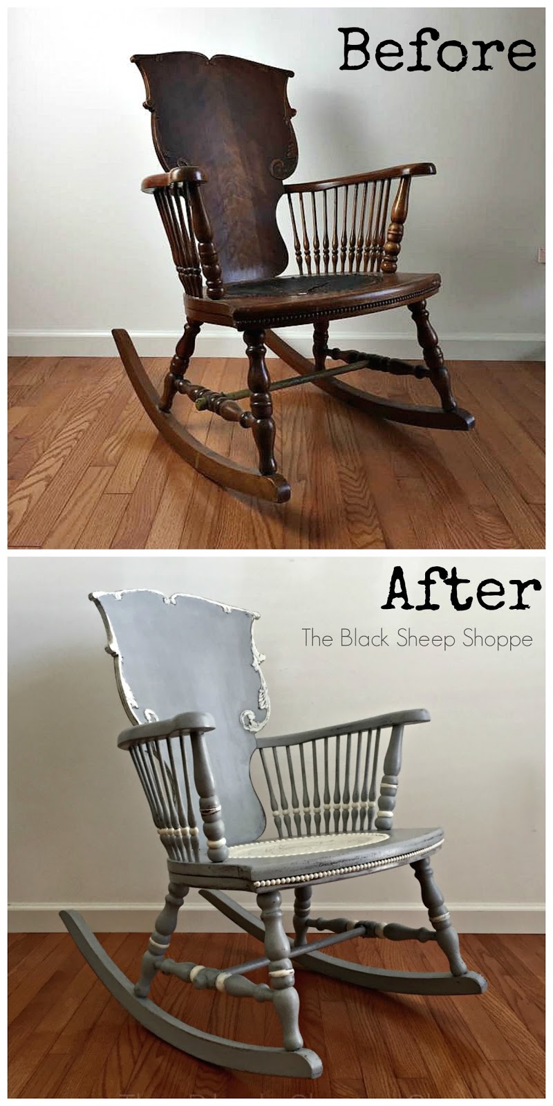 Antique Rocking Chair: Seat replacement and Painted Finish