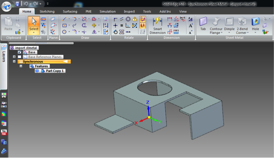 The Swoosh Scoop: Imported Sheet Metal Solid in Solid Edge ST6
