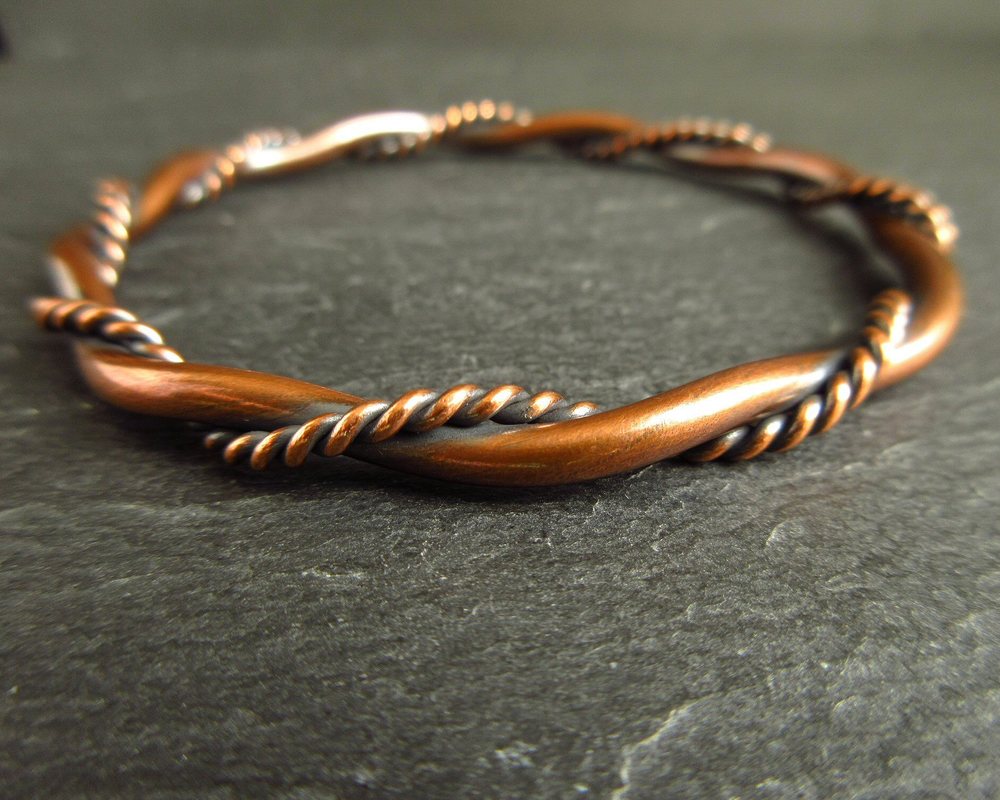Double Twist Copper Bangle