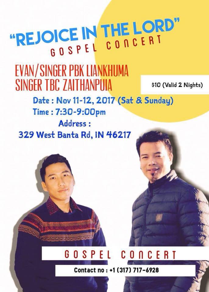 Evan/Singer PBK Liankhuma Le Singer TBC Zaithanpuia In USA Ah Gospel ...