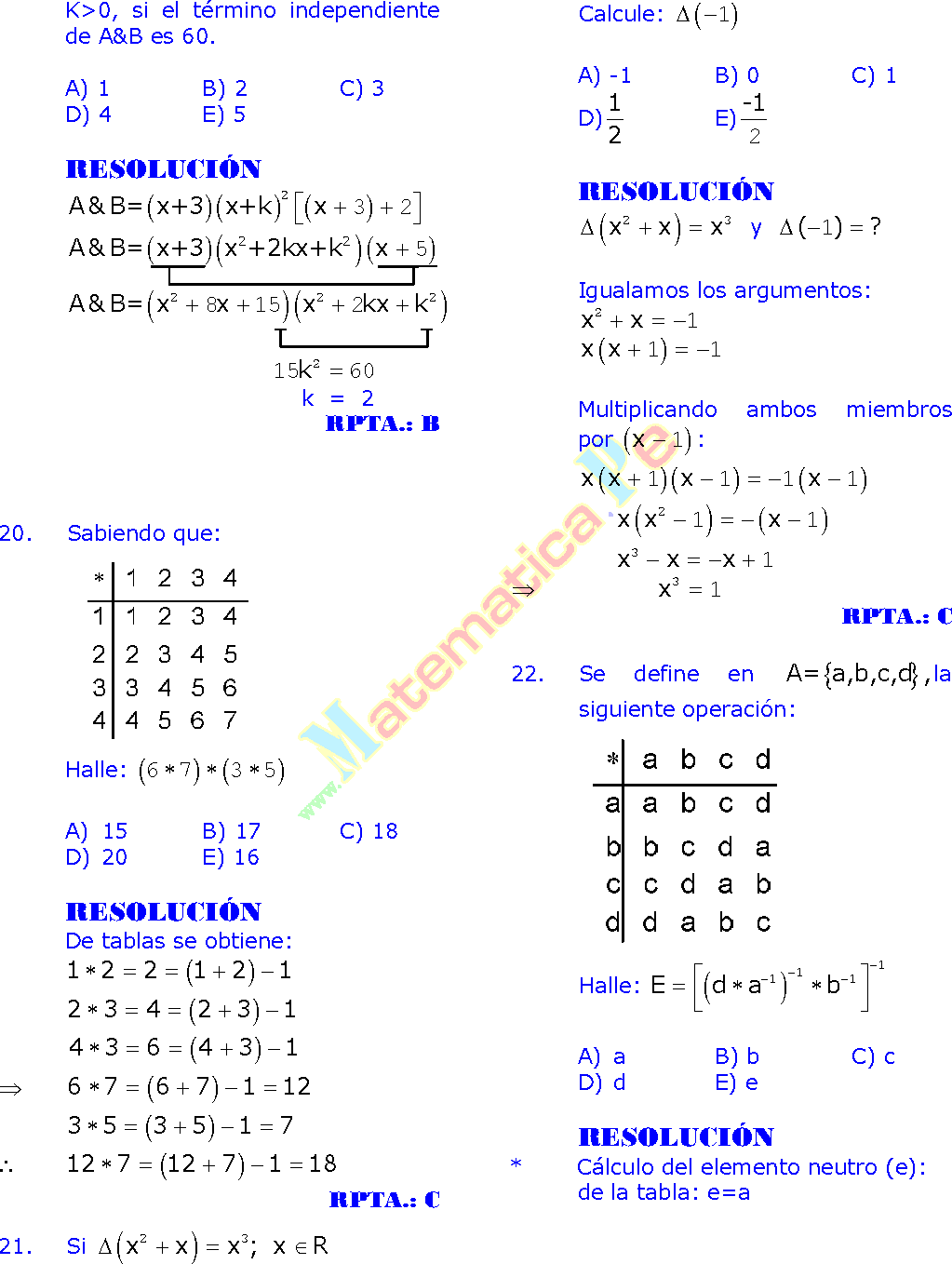 OPERADORES MATEMÁTICOS EJERCICIOS RESUELTOS DE RAZONAMIENTO MATEMÁTICO ...