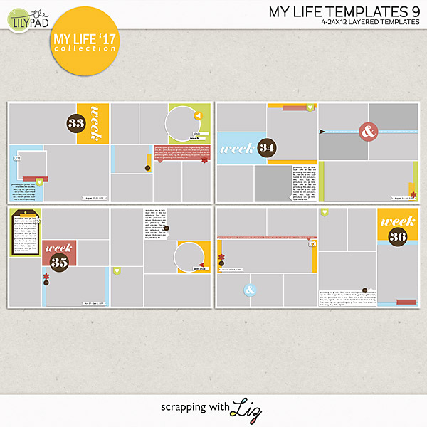My Life Templates 9, Big Titles 2, and Quarterly Sale / Scrapping with Liz