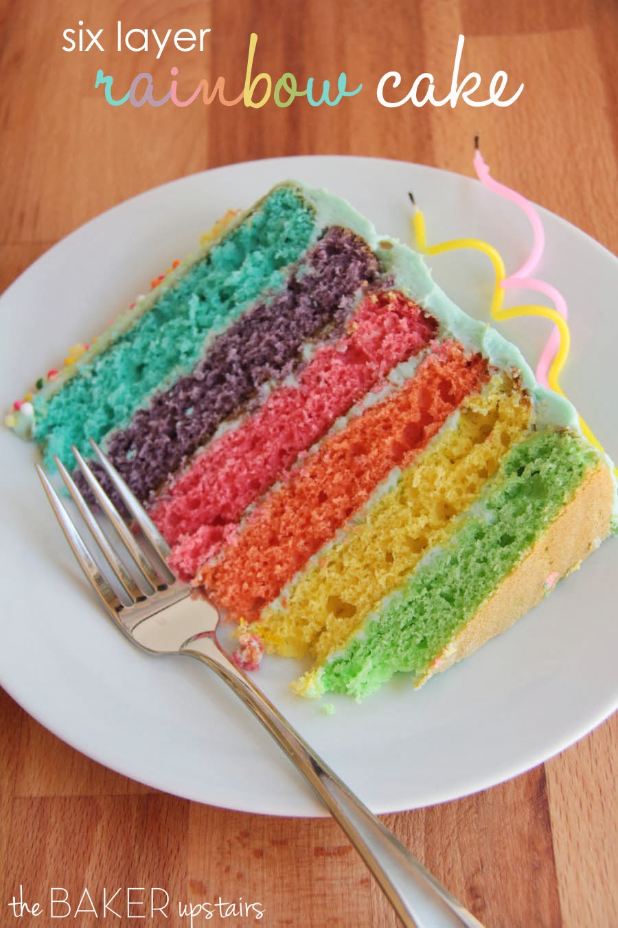 The Baker Upstairs: Six Layer Rainbow Cake