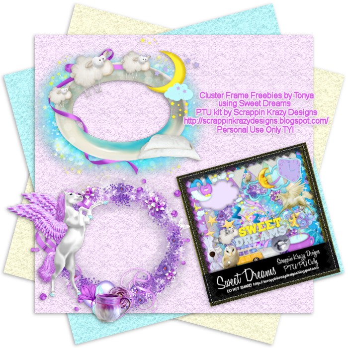 Tonya's Temptations: • Cluster Frame Freebies & CT Tags ~ Sweet Dreams
