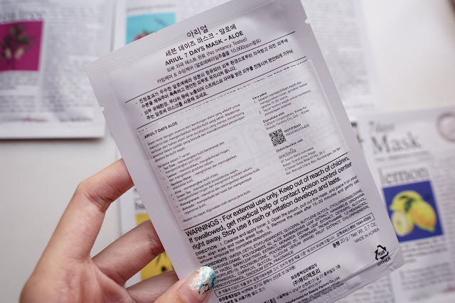 [Review]: Ariul 7 Days Masks - Stevie Wong
