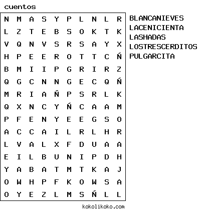 Fabulas & Cuentos de la Abuelita: Sopa de letras... & Crucigramas