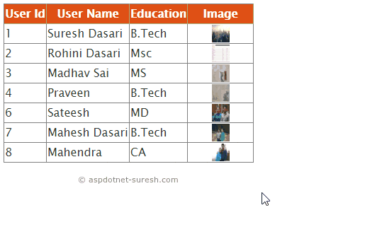Jquery Show Aspnet Gridview Images On Mouseover Large In C Vbnet Aspnetcnetvbnet