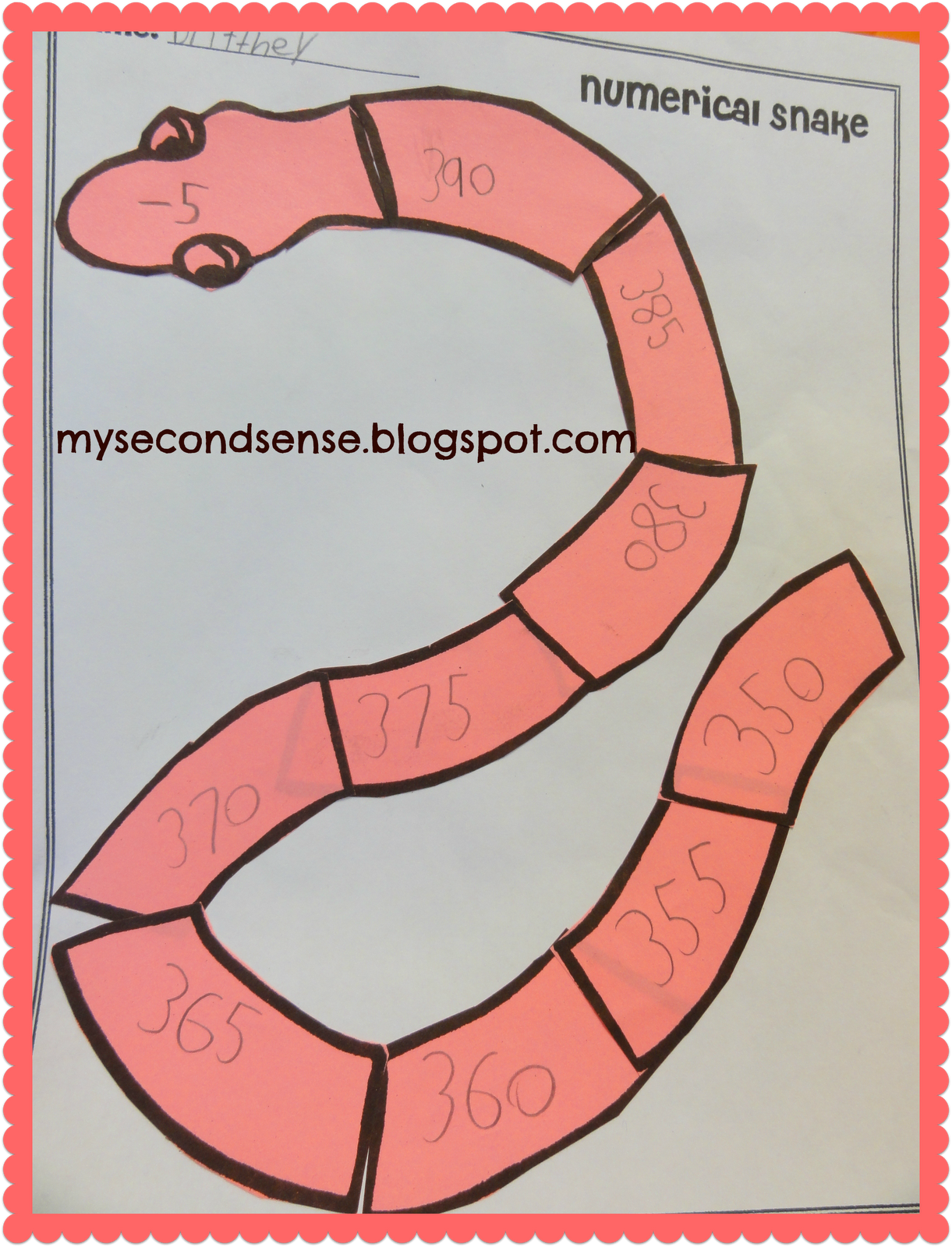 My Second Sense: Number Patterns and Snakes (freebie)