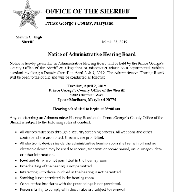 PRINCE GEORGE'S COUNTY OFFICE OF THE SHERIFF: Public Notice of ...