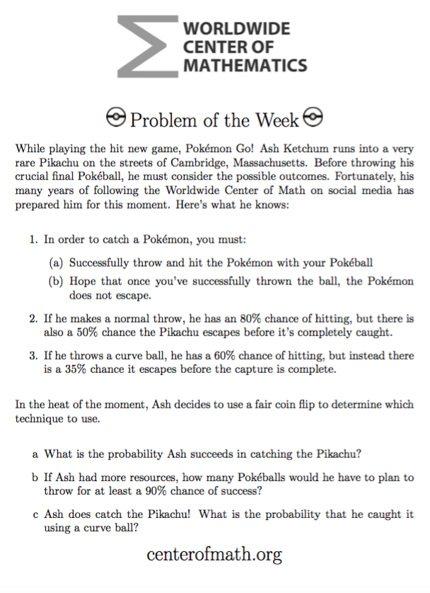The Center of Math Blog: Problem of the Week