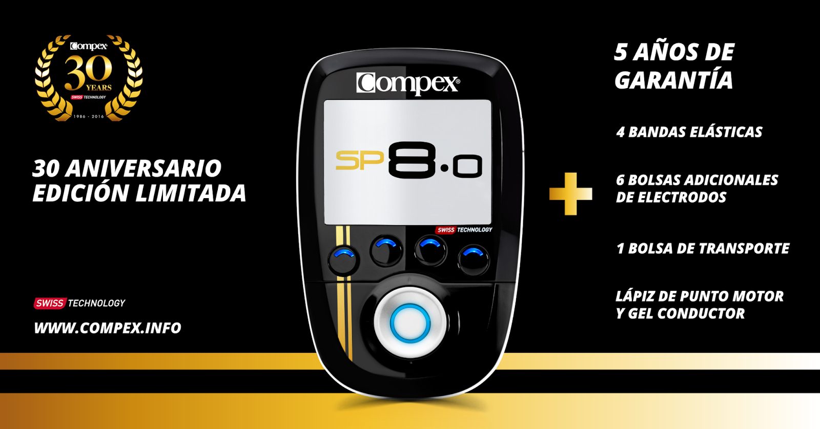 COMPEX CELEBRA SUS 30 AÑOS CON EL COMPEX SP8.0 GOLD EDITION - MTBYMAS